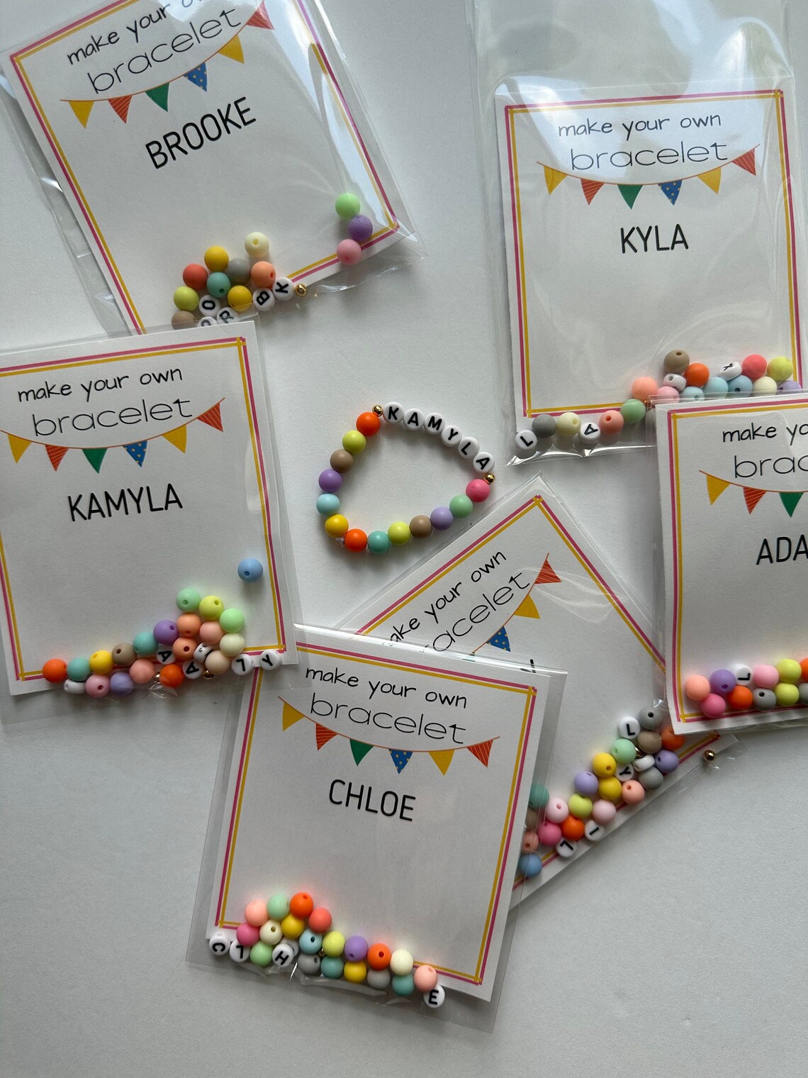 Bracelet Making Kit, Kids Birthday Party Activity, Custom Name Stretch ...