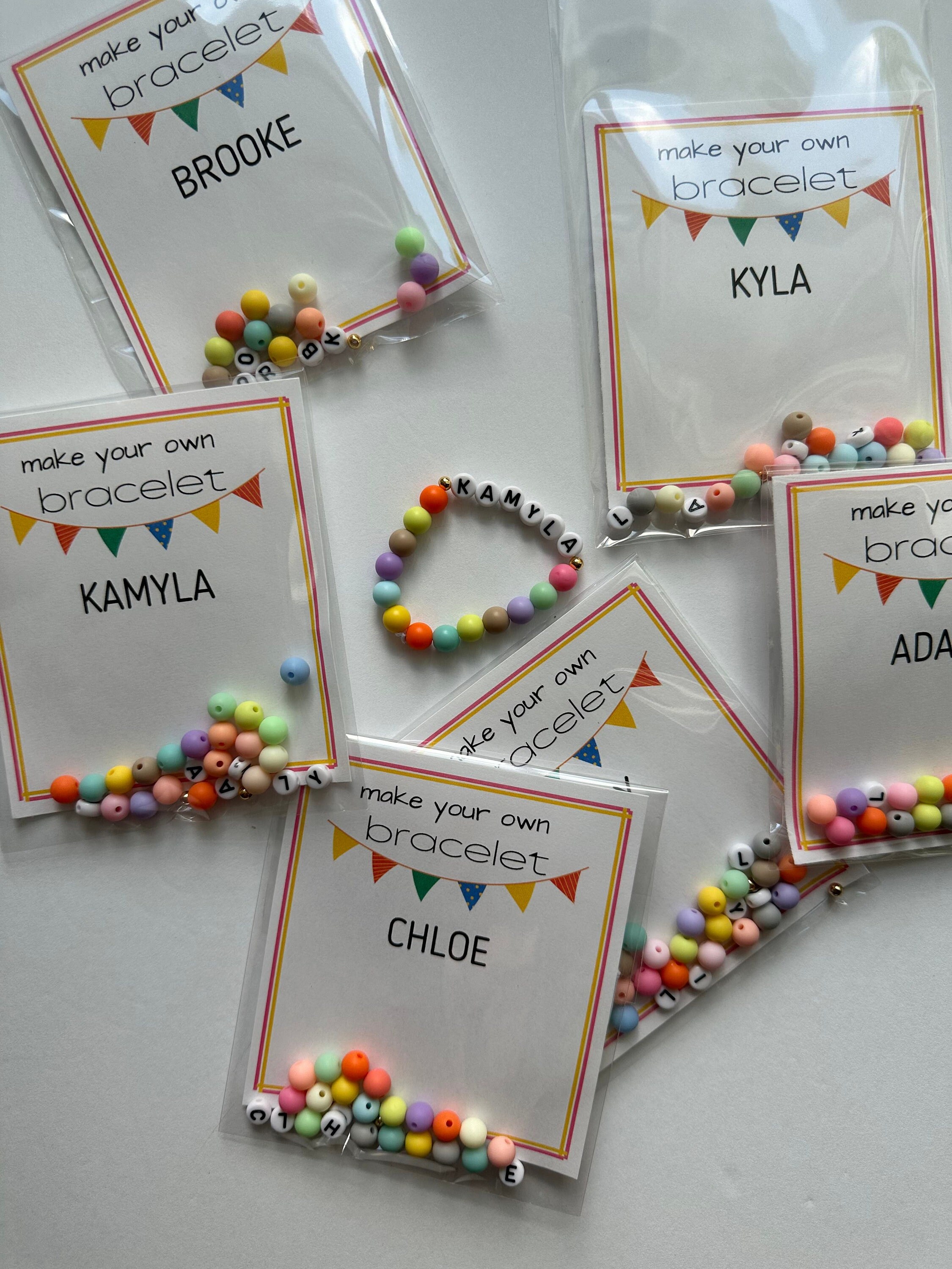 Bracelet Making Kit, Kids Birthday Party Activity, Custom Name Stretch ...