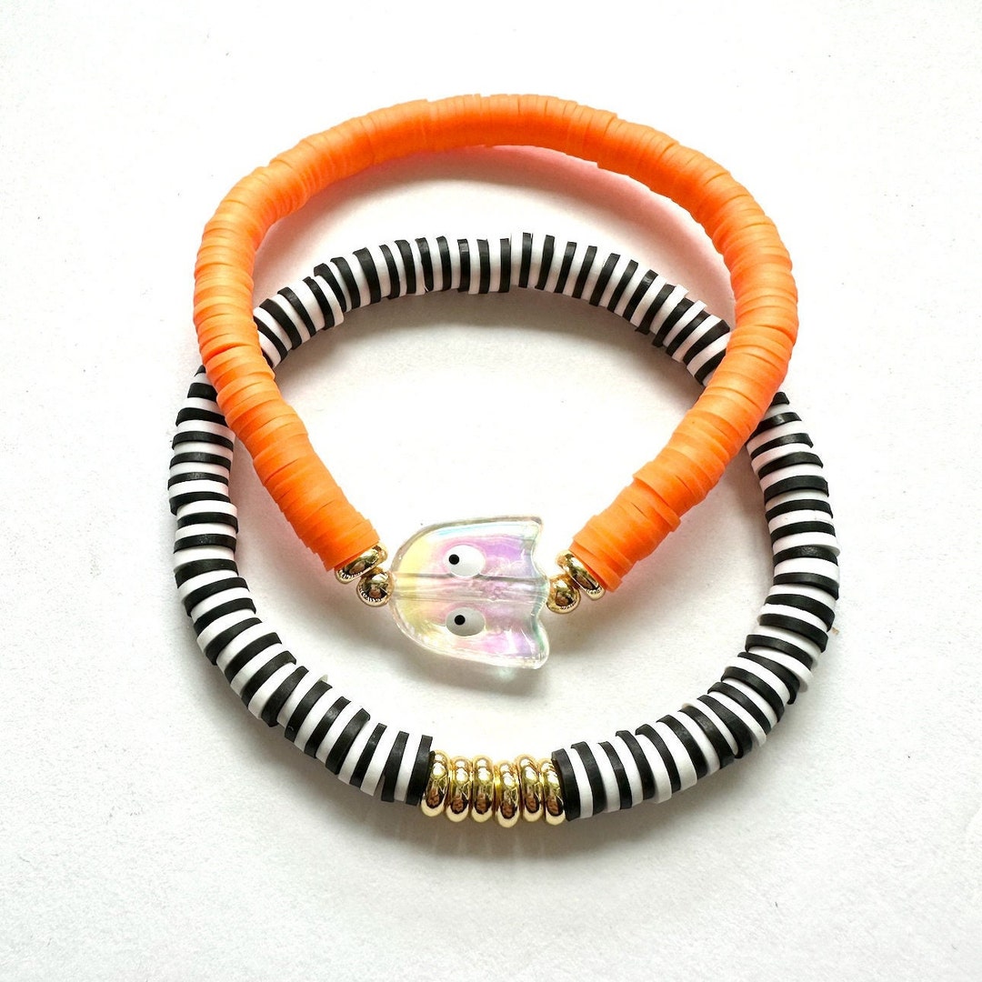 Cute Ghost Bracelet, Halloween Bracelet, Halloween Beadeo Bracelet ...