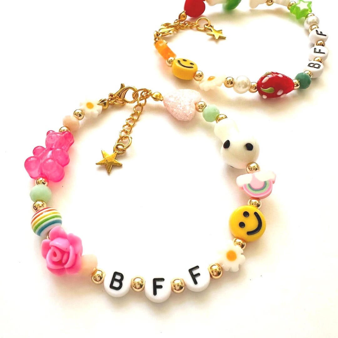 WHIMSICAL. Mixed Charm Beaded Friendship Bracelet, BFF Bracelets. Fun ...