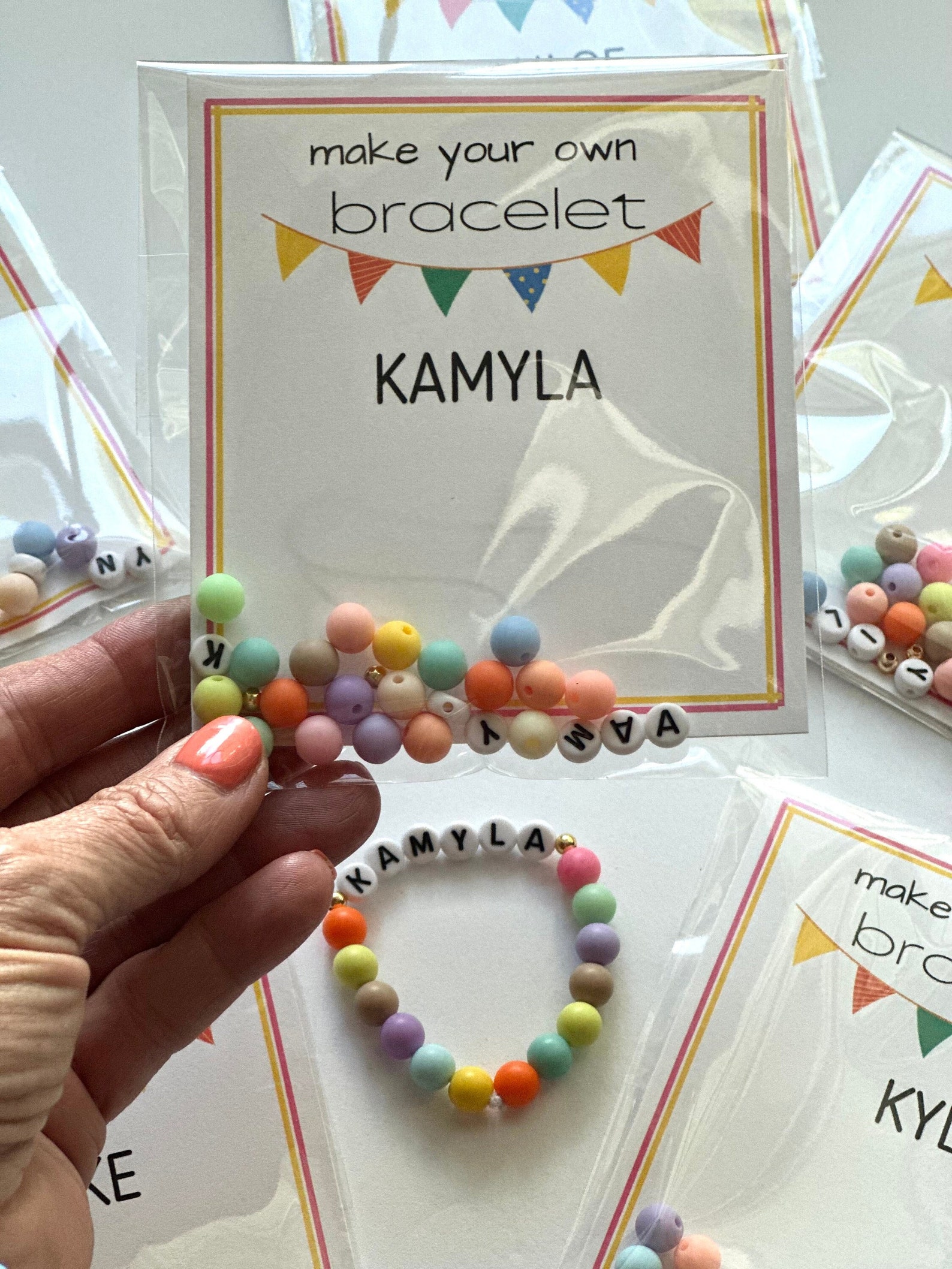 Bracelet Making Kit, Kids Birthday Party Activity, Custom Name Stretch ...