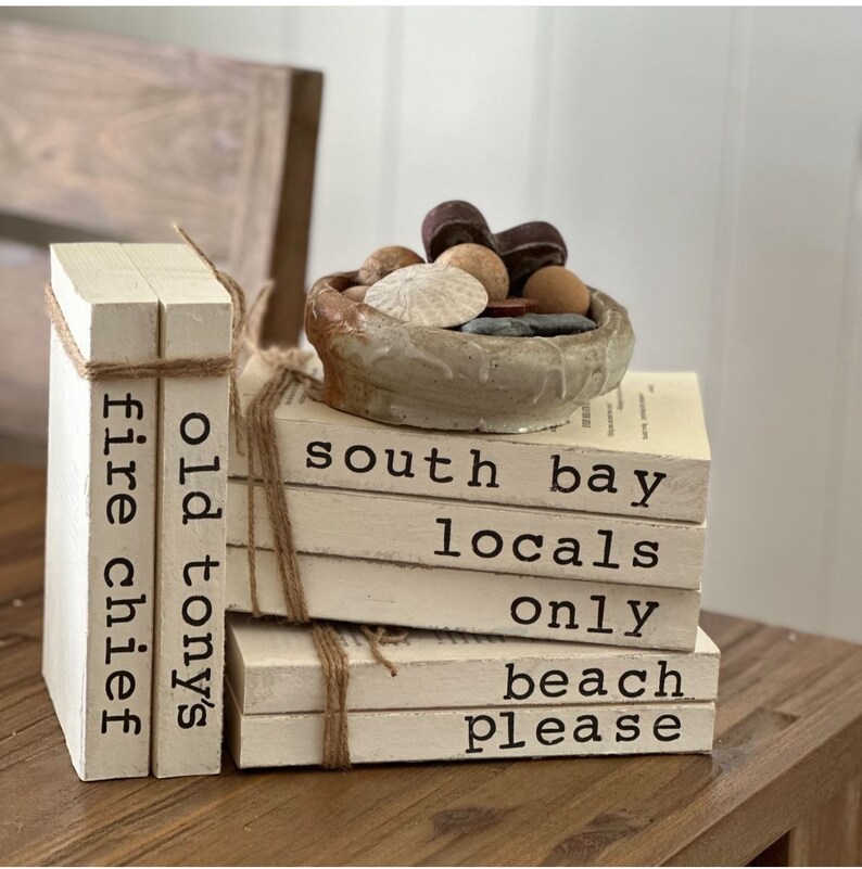 RUSTIC Stamped BOOK Stacks. Stamped Books, Decorative Books, Shelf ...