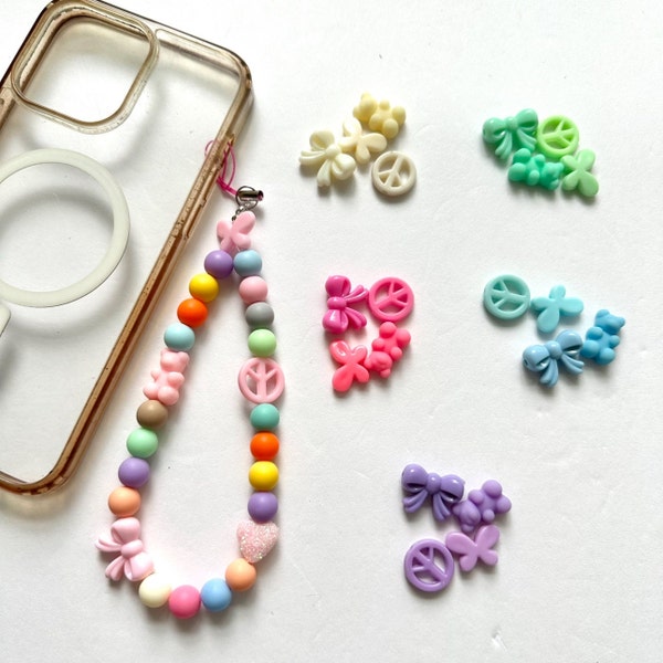 Cute Happy Face Phone Charm, Beaded Phone Charm, Heart Phone Strap ...