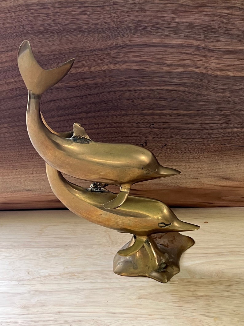 Vintage Mid-century Brass Dolphin Pair - Etsy