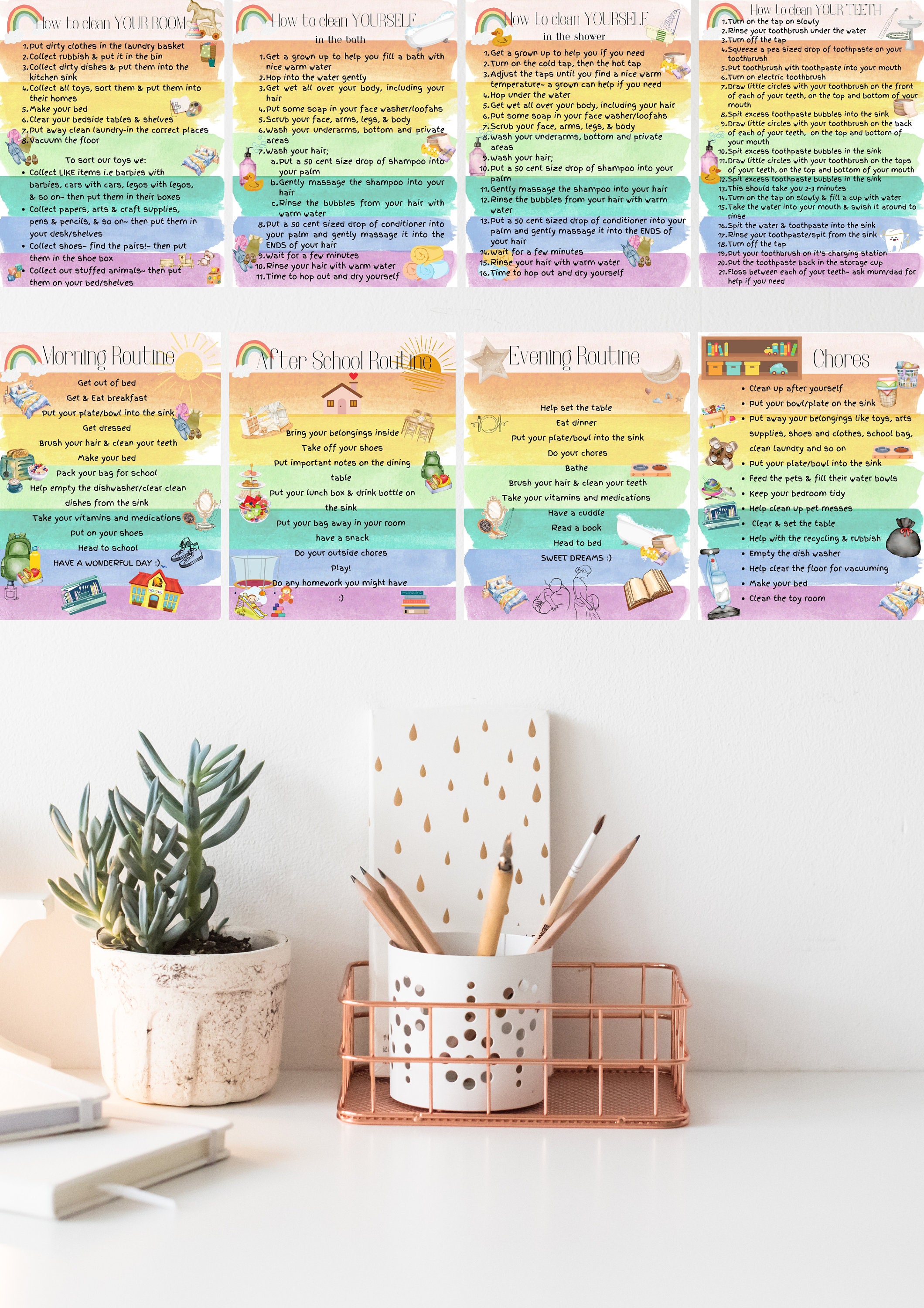 Printable Daily Schedules and How To's for Children - Etsy
