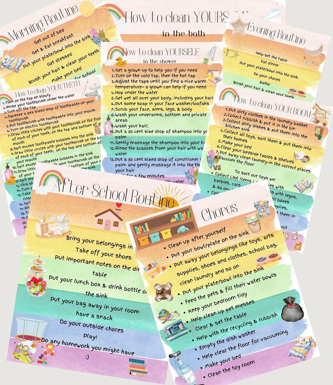 Printable Daily Schedules and How To's for Children - Etsy