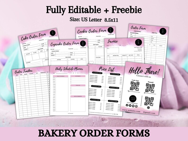 Order Form Bundle Forms Editable Template Invoice Template Cake Order ...
