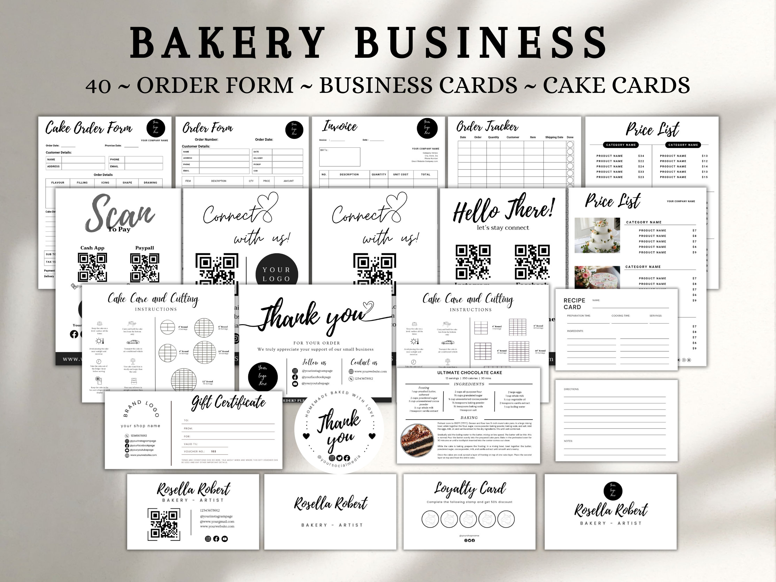 Bakery Order Form Bundle Forms Editable Template Invoice Template Cake ...