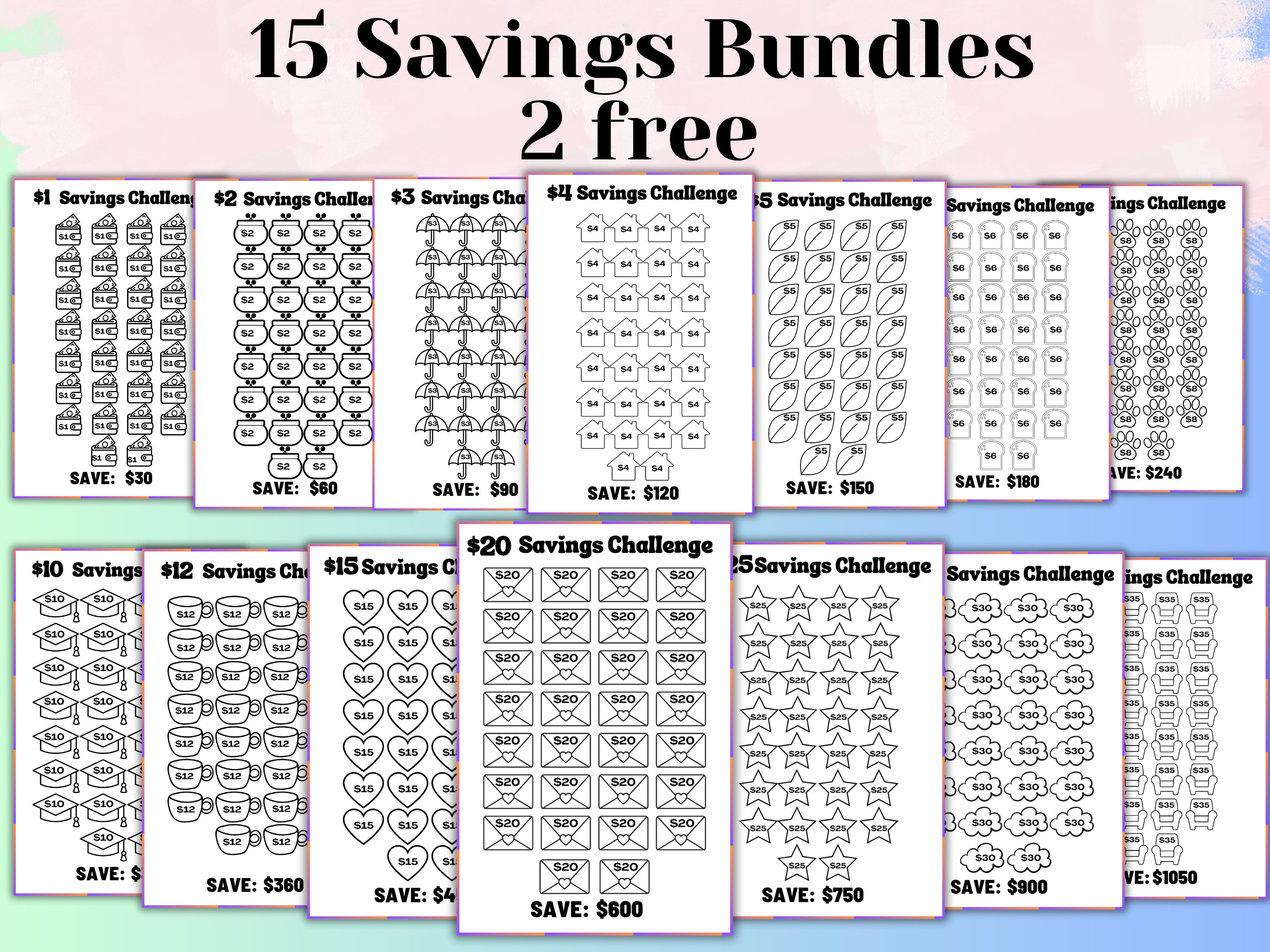 Savings Challenge Printable Low Income Save Bundles Digital Download No ...