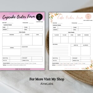 Cake Order Form Bundle Cupcake Custom Order Form for Small Business ...