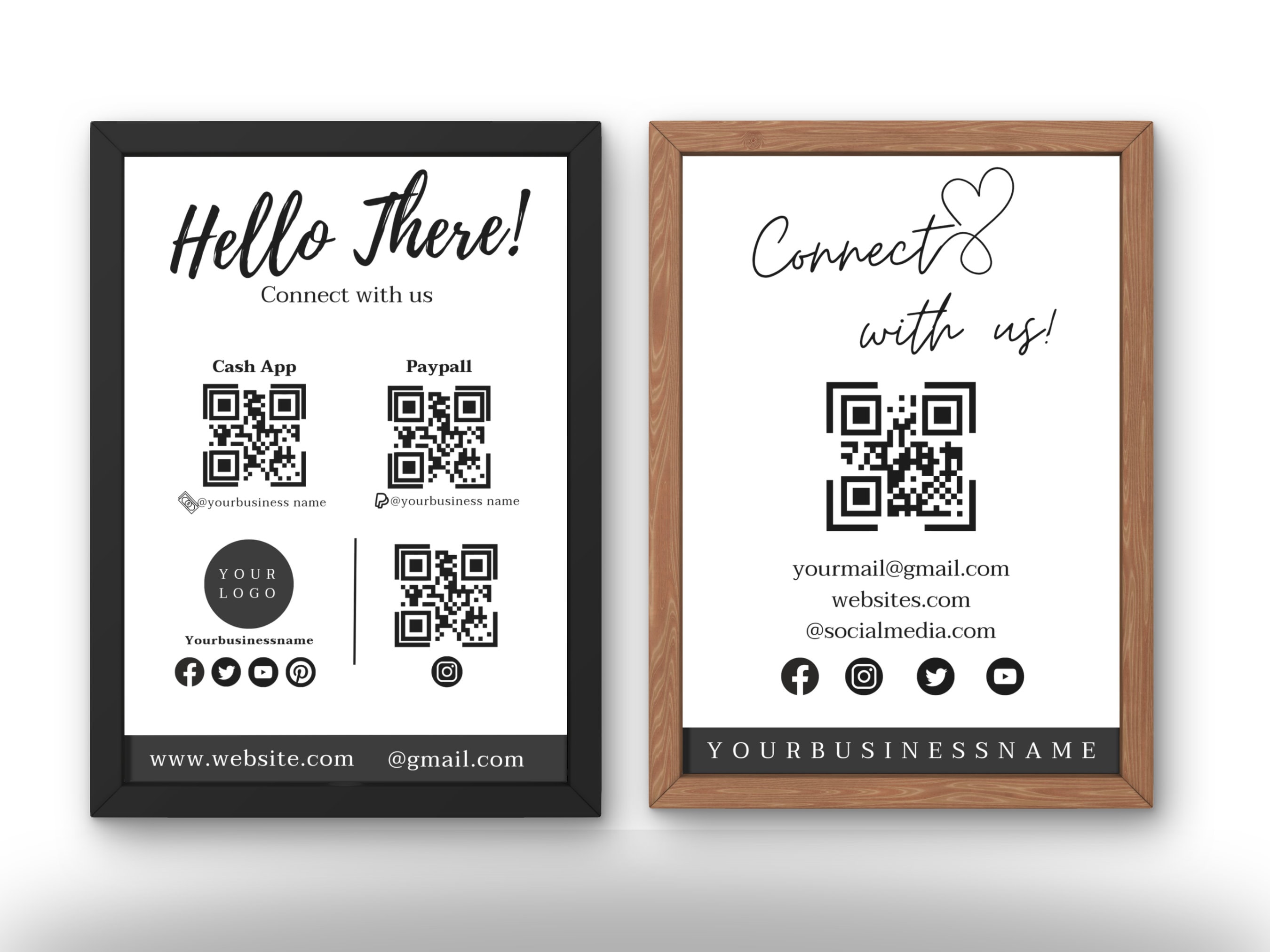 QR Code Template Editable Scan to Pay Printable Social Media Sign Small ...