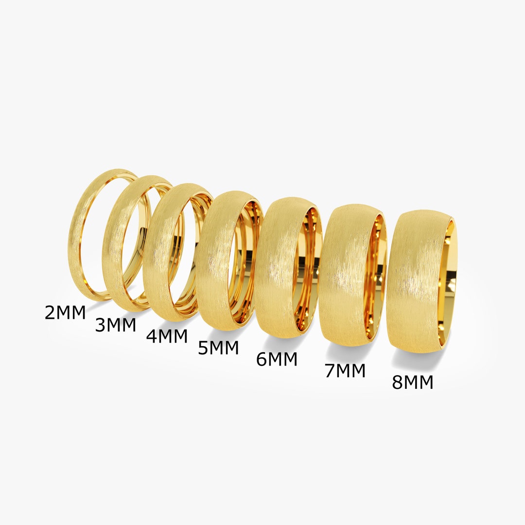 Ice Matte Brushed Dome 14k Solid Yellow Gold Wedding Band for Men and ...