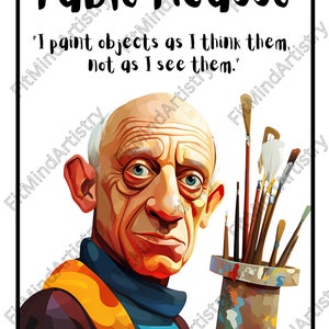 Pablo Picasso Artist Portrait Classroom Poster - Digital PDF and PNG ...