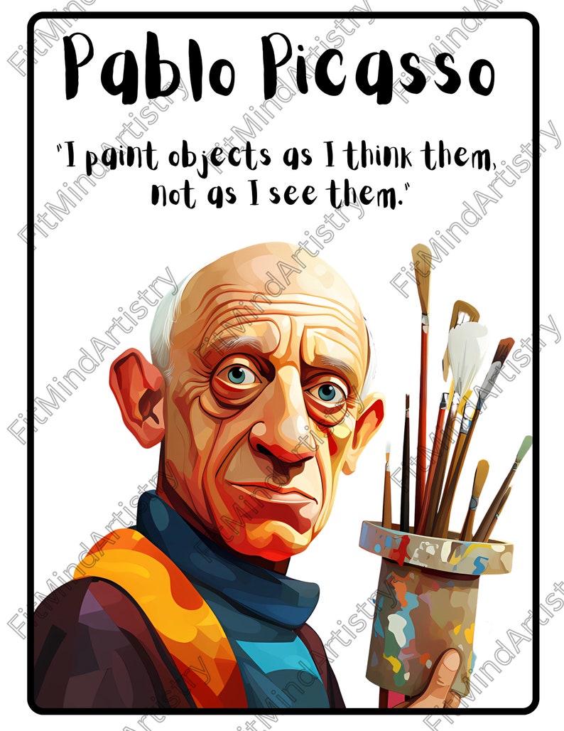 Pablo Picasso Artist Portrait Classroom Poster - Digital PDF and PNG ...