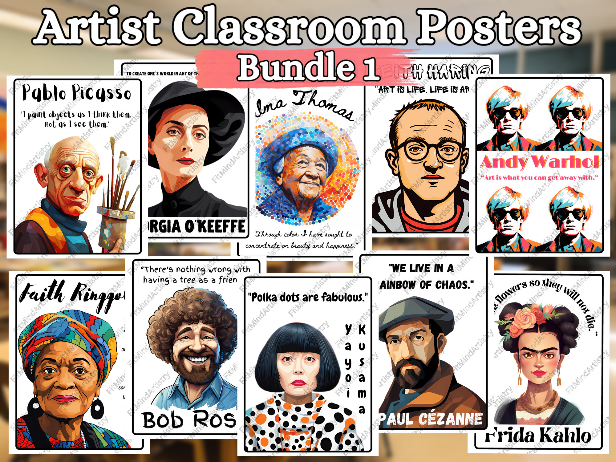 Artist Digital Poster Bundle for Classroom or Home - 10 Popular Artists ...