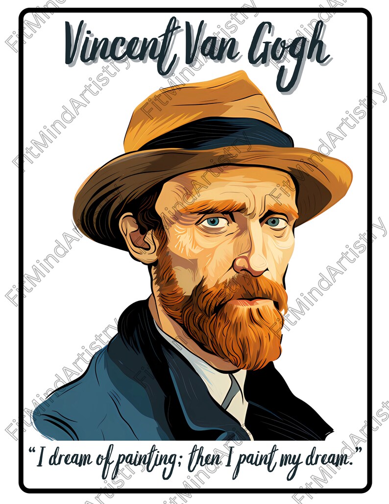 Vincent Van Gogh Artist Portrait Classroom Poster - Digital PDF and PNG ...