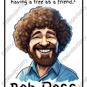 Bob Ross Artist Portrait Classroom Poster - Digital PDF and PNG, Bob ...