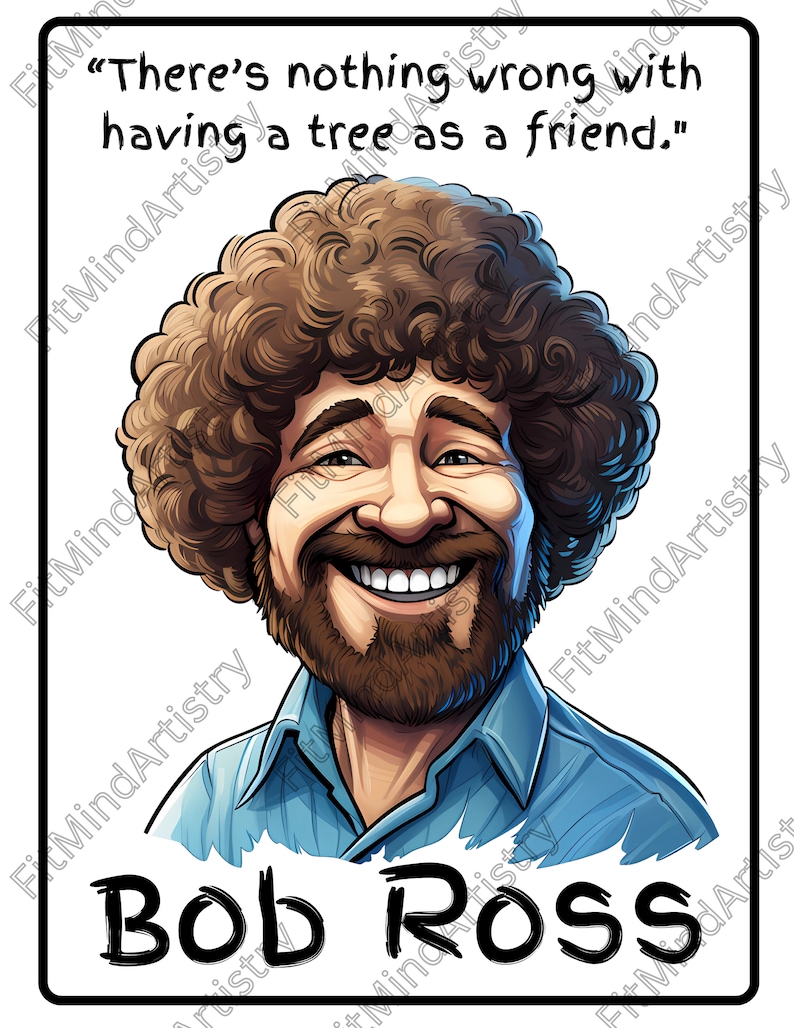 Bob Ross Artist Portrait Classroom Poster - Digital PDF and PNG, Bob ...