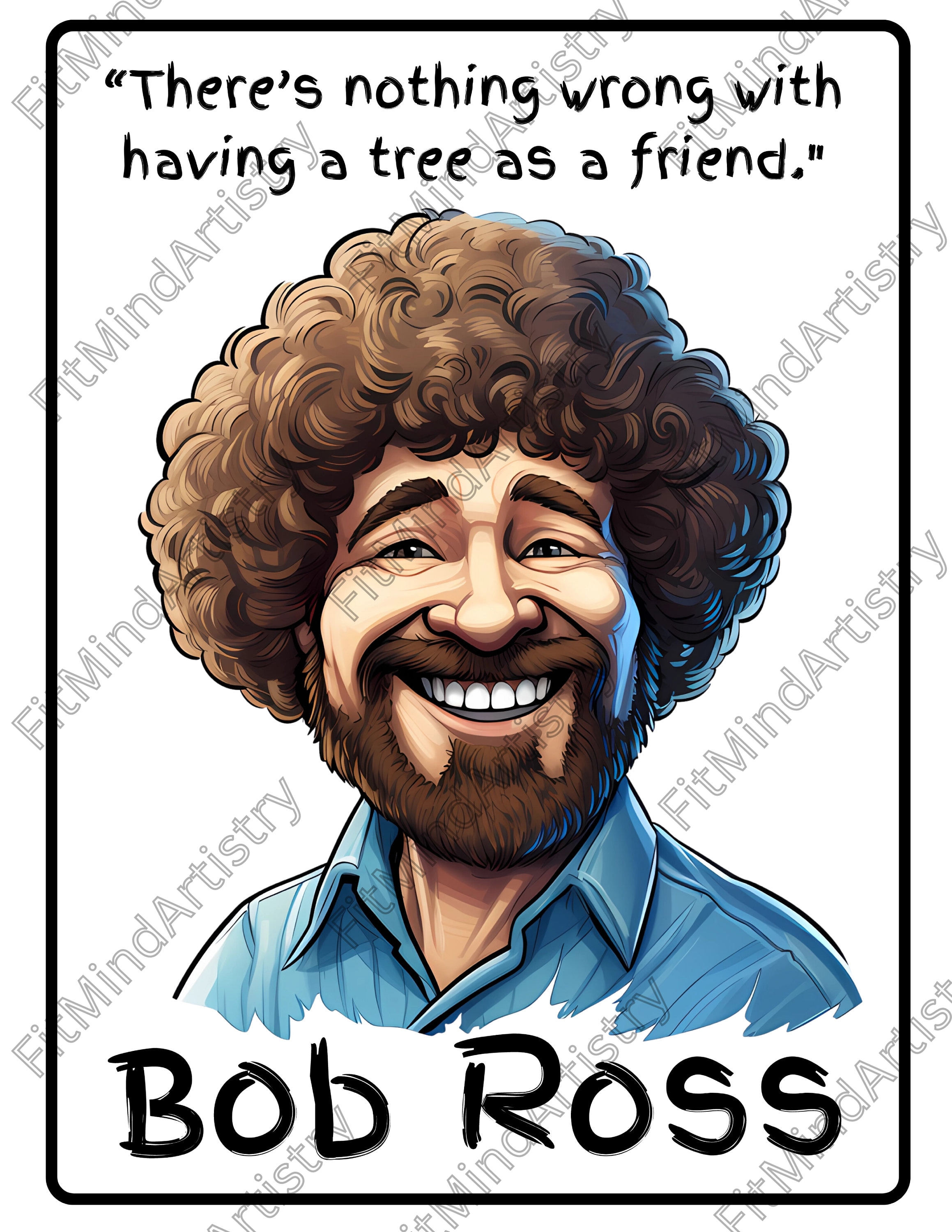 Bob Ross Artist Portrait Classroom Poster - Digital PDF and PNG, Bob ...