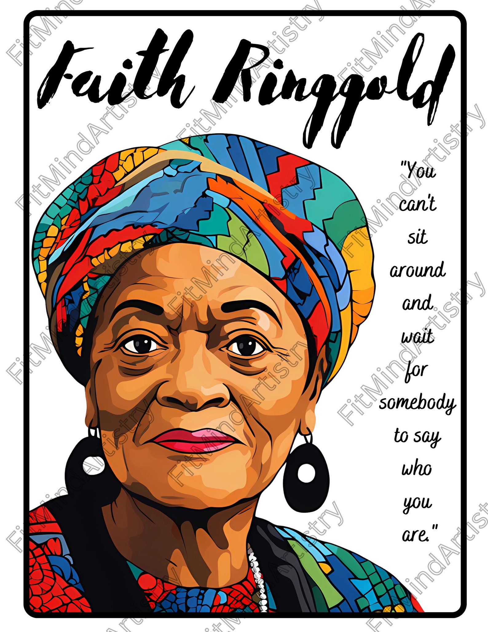 Faith Ringgold Artist Portrait Classroom Poster - Digital PDF and PNG ...