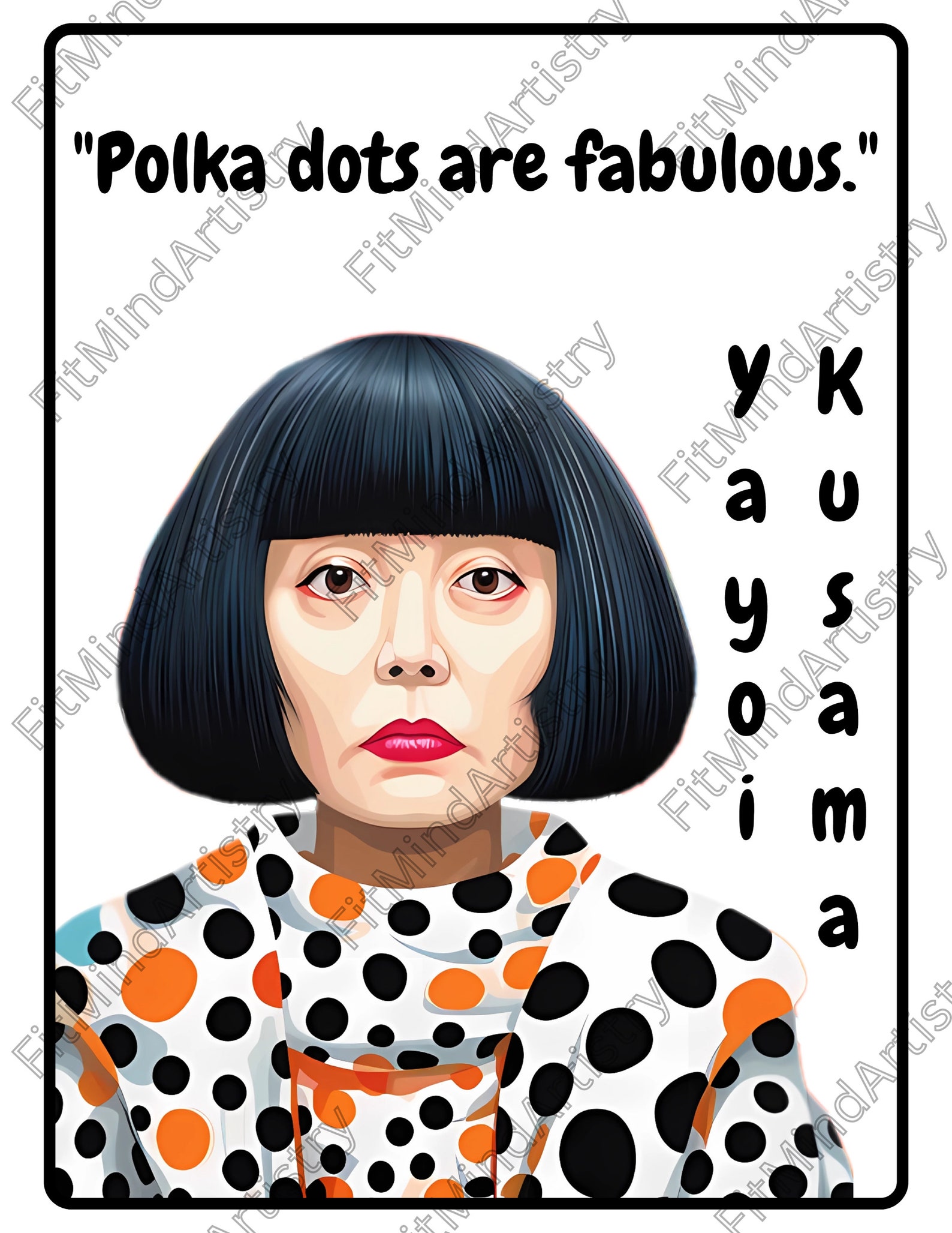 Yayoi Kusama Artist Portrait Classroom Poster - Digital PDF and PNG ...