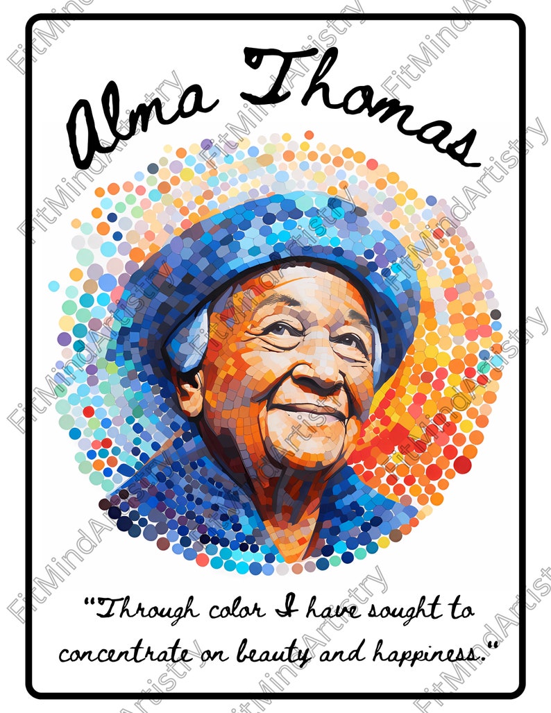 Alma Thomas Artist Portrait Classroom Poster - Digital PDF and PNG ...