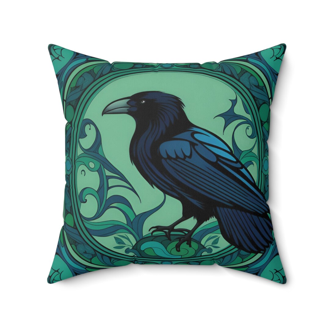 Reversible Art Nouveau Crow and Raven Faux Suede Square - Etsy