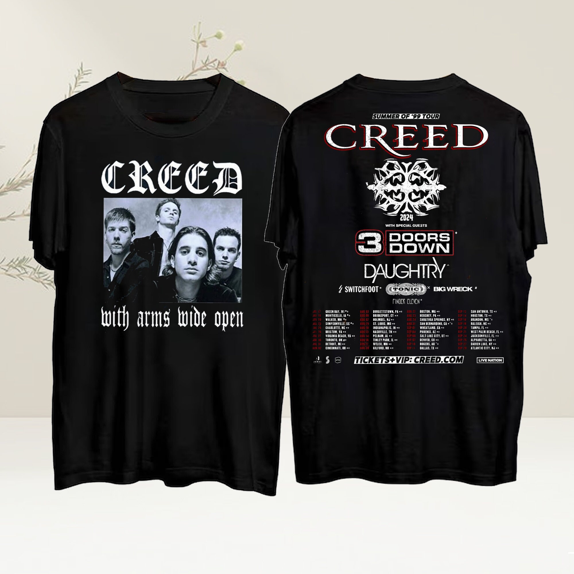 Creed Band 2024 Tour Summer of '99 Tour Shirt, Creed 2024 Concert, Rock ...