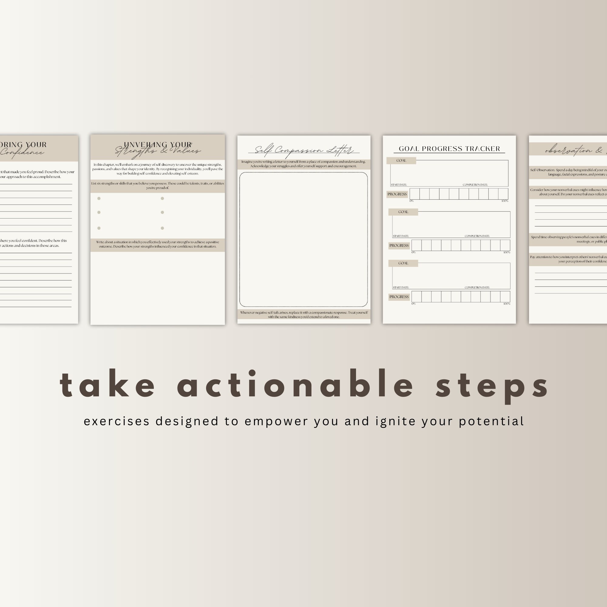 Self Confidence Printable Workbook Self-esteem Build Confidence ...