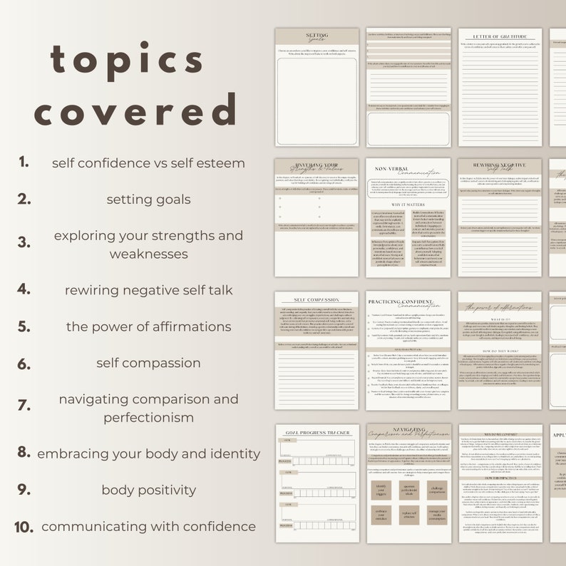 Self Confidence Printable Workbook Self-esteem Build Confidence ...