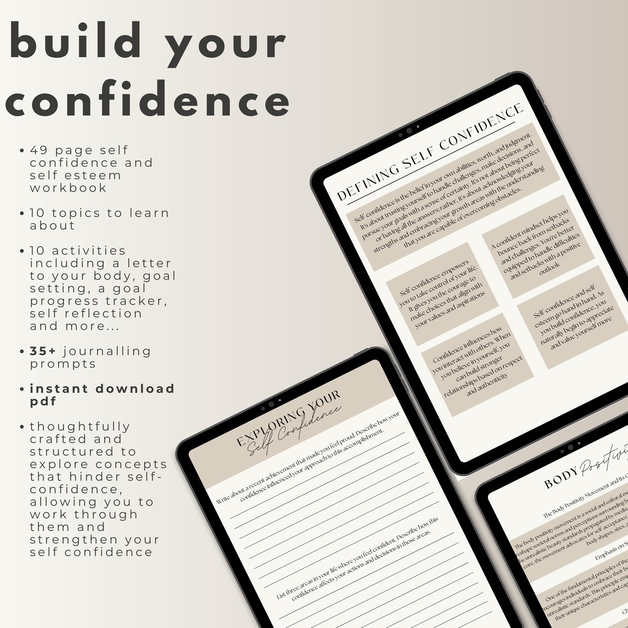 Self Confidence Printable Workbook Self-esteem Build Confidence ...