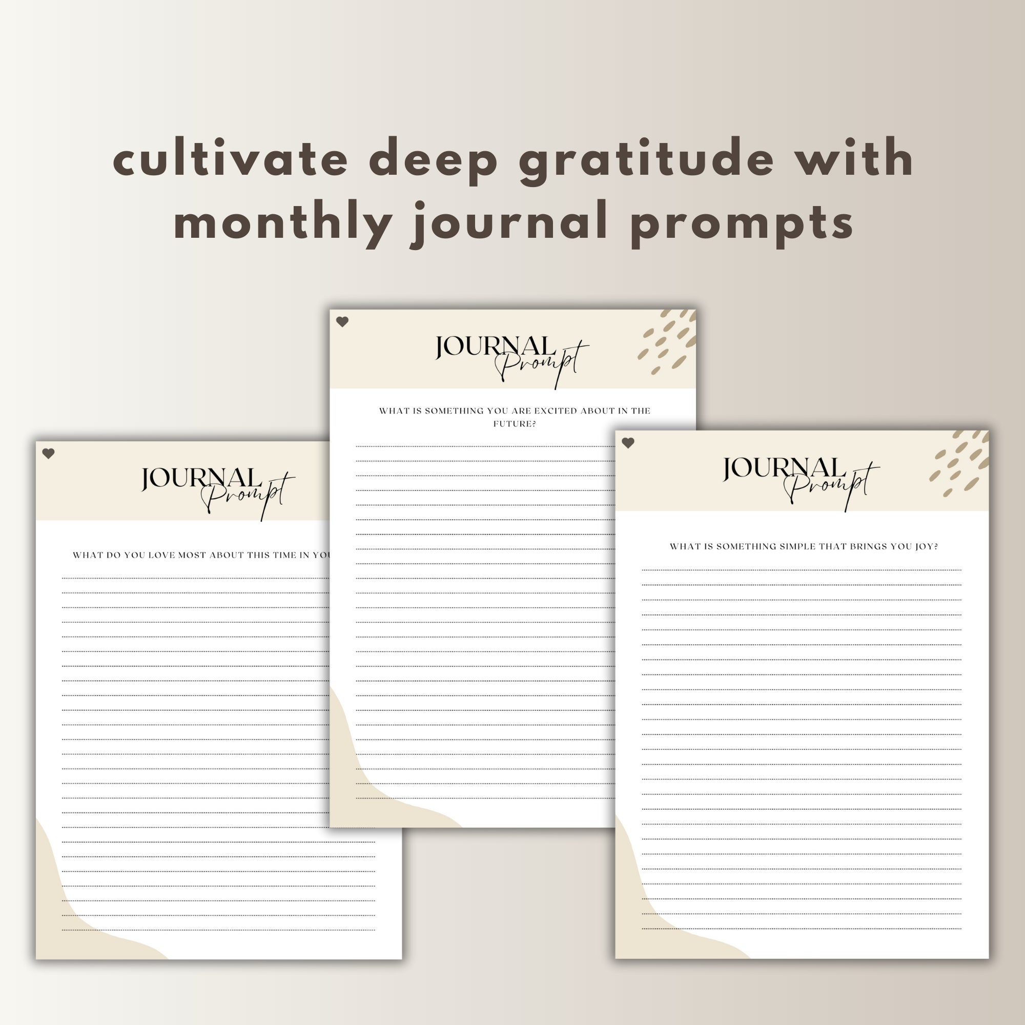 Digital Gratitude Journal, 365 Daily Prompts, Monthly Yearly Reflection ...