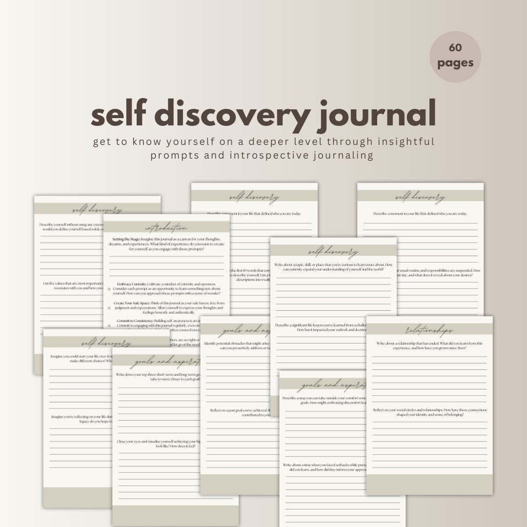 60-page Self Discovery Journal | 100+ Prompts for Inner Exploration ...