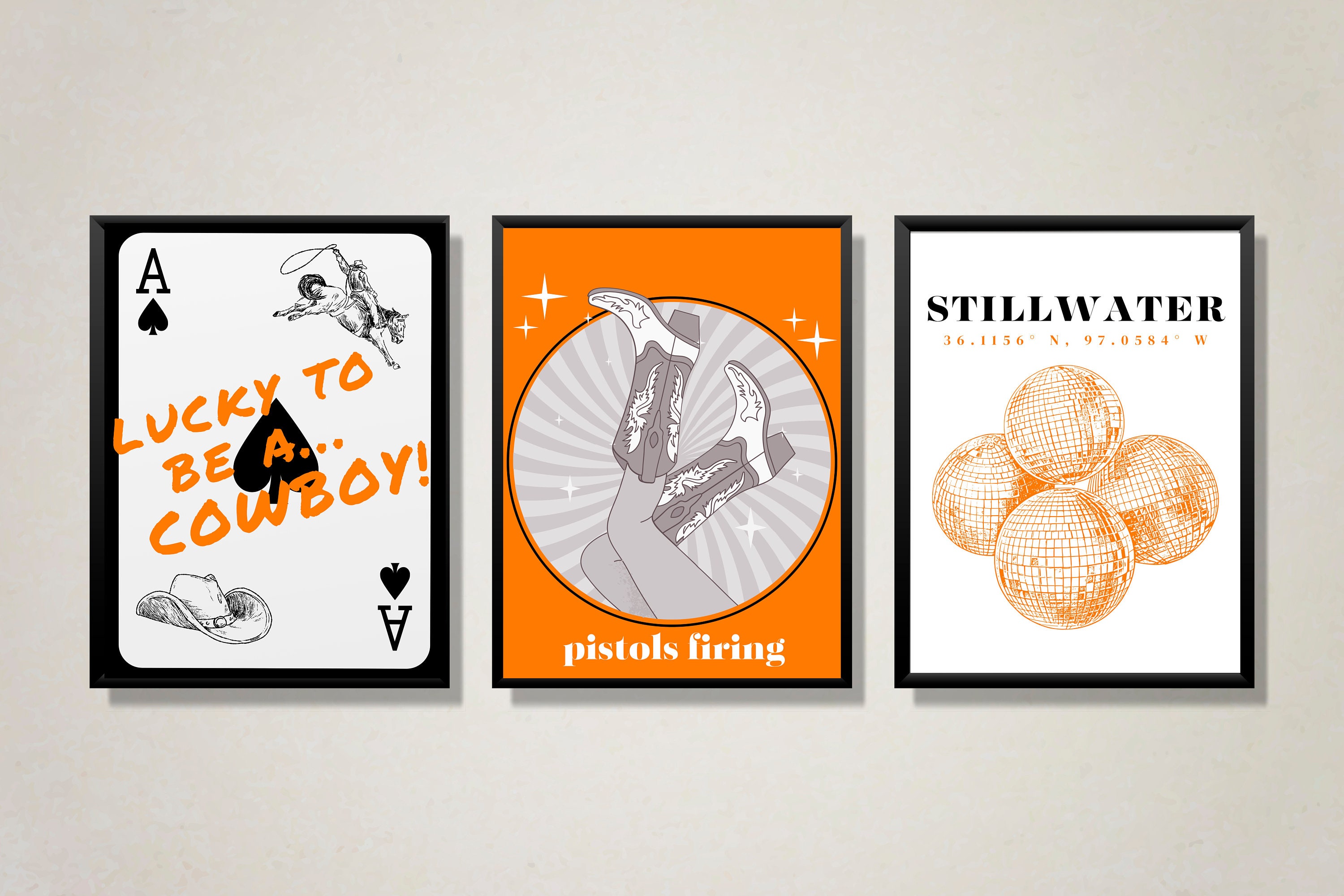 Stillwater OSU Wall Prints Set of 3 OK State Dorm Decor PNG - Etsy