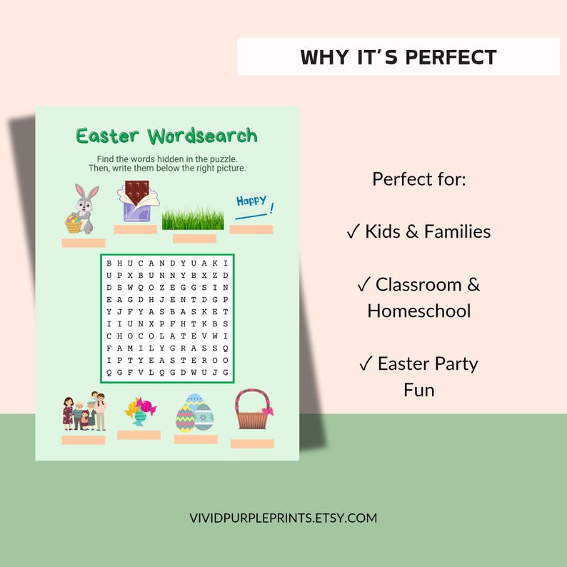 Fun Easter Word Search Puzzle Printable – Kids & Family Activity - Etsy