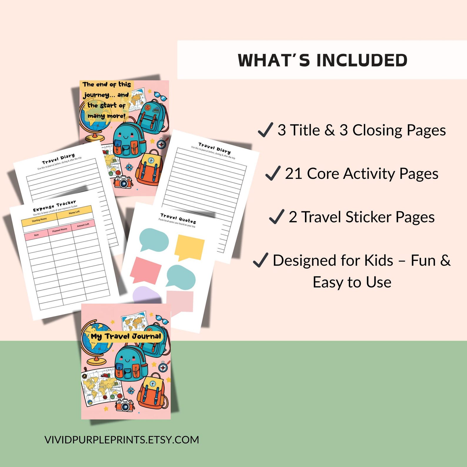 Kids Travel Journal Printable: Fun Activity Book With Stickers (A4 PDF ...