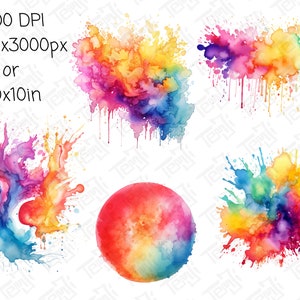 Watercolor Color Splash PNG Paint Splatter Clipart | PNG, Commercial ...