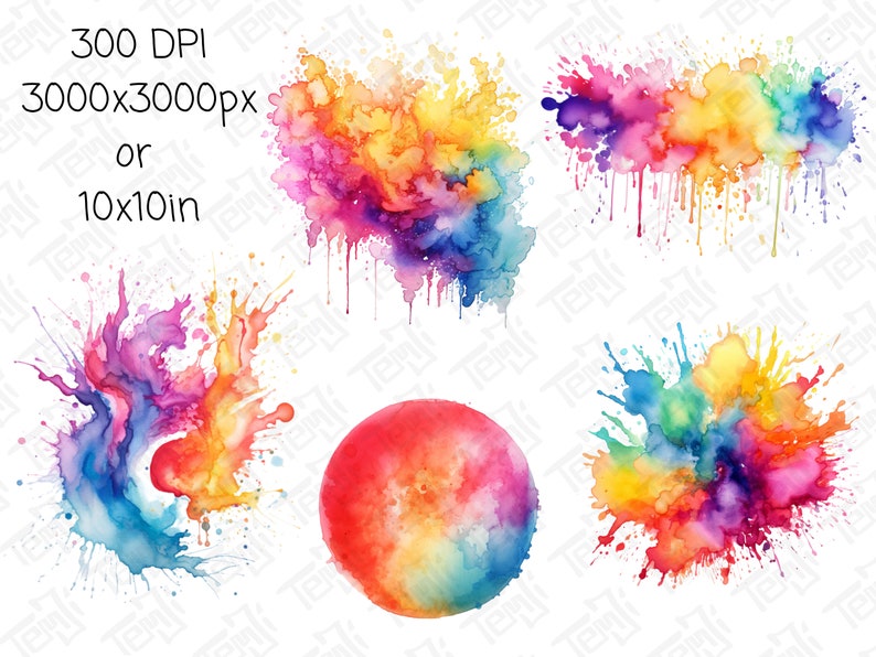Watercolor Color Splash PNG Paint Splatter Clipart | PNG, Commercial ...