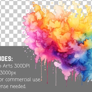Watercolor Color Splash PNG Paint Splatter Clipart | PNG, Commercial ...