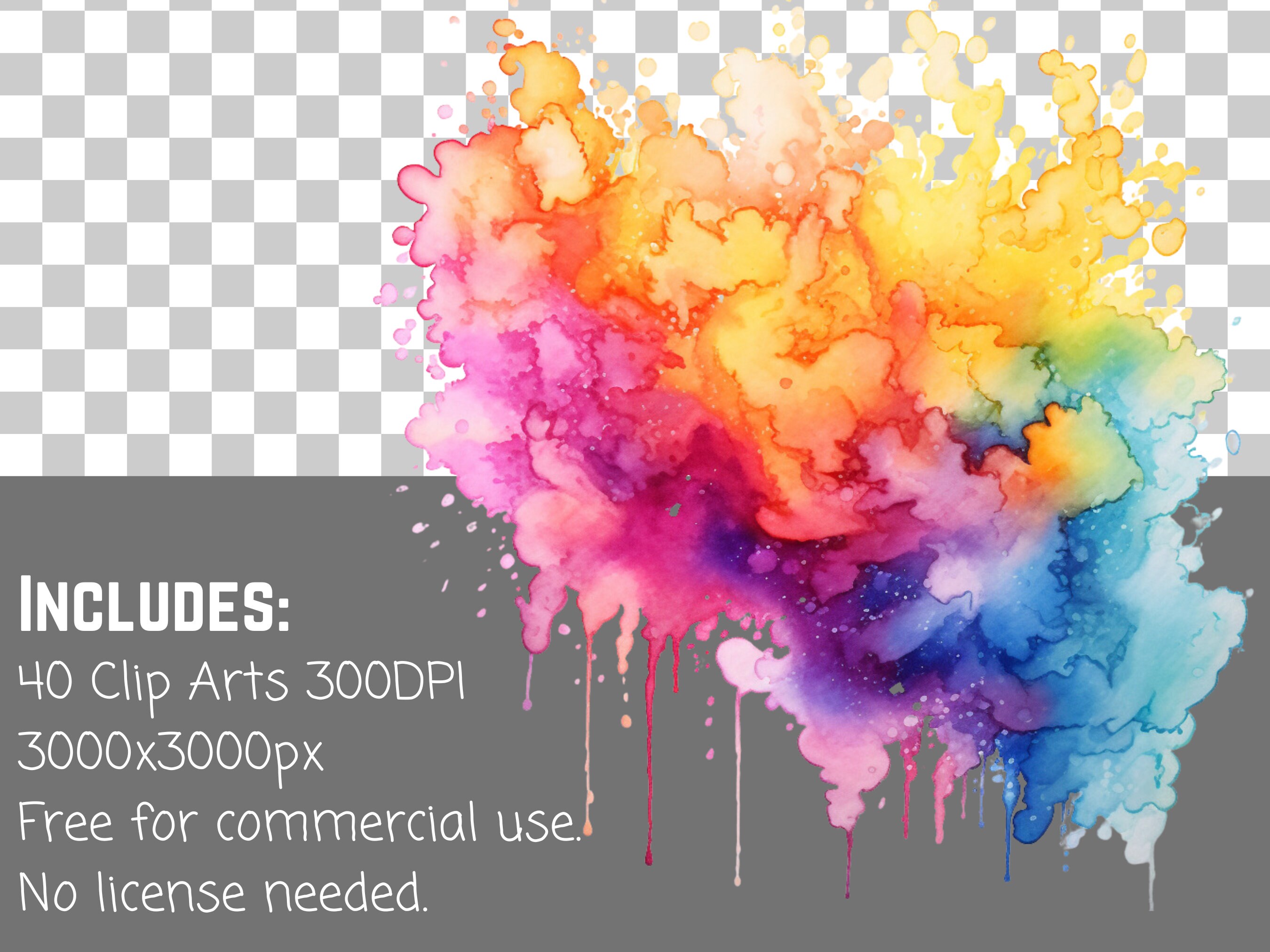 Watercolor Color Splash PNG Paint Splatter Clipart | PNG, Commercial ...