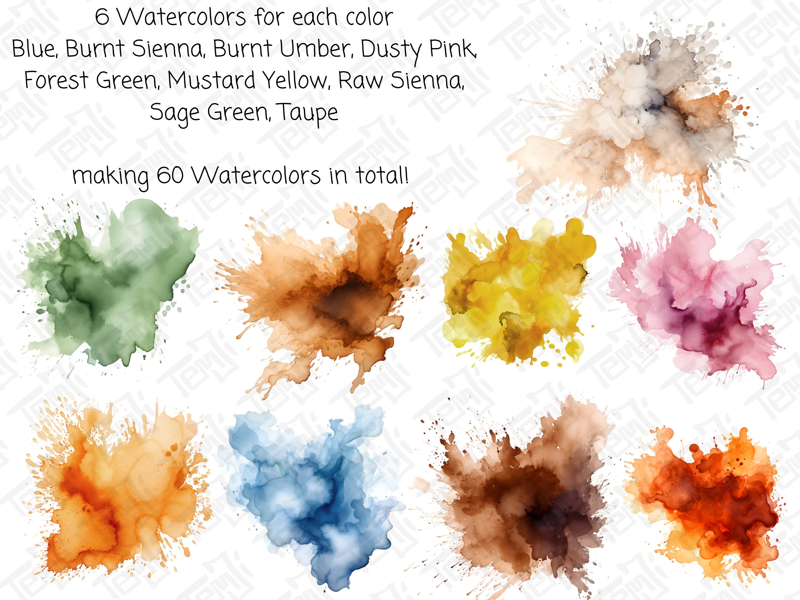 Watercolor Color Splash PNG Boho Paint Splatter Clipart | PNG ...