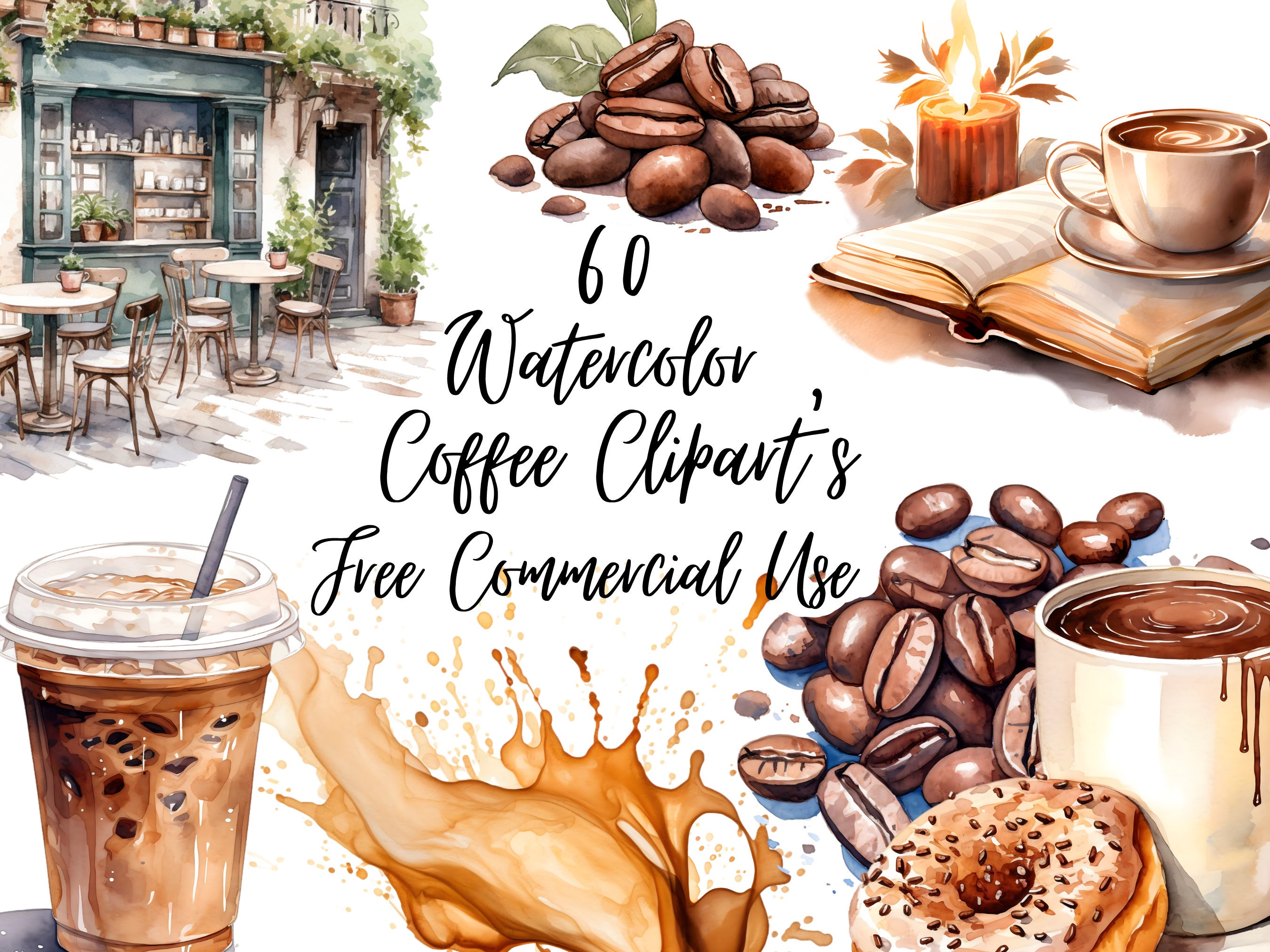 Watercolor Coffee PNG Clipart | PNG, Commercial Use, Instant Download ...