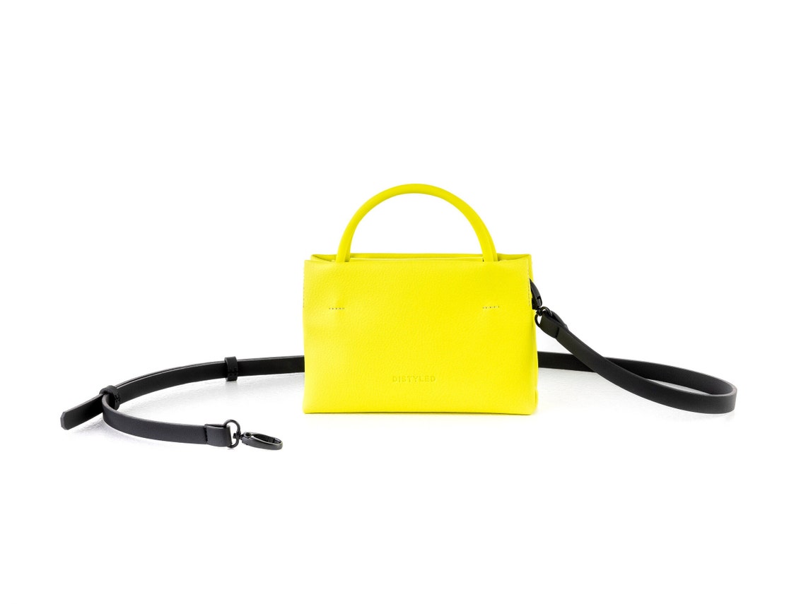 Neon Yellow Mini Purse, Vegan Leather Crossbody Bag - Etsy
