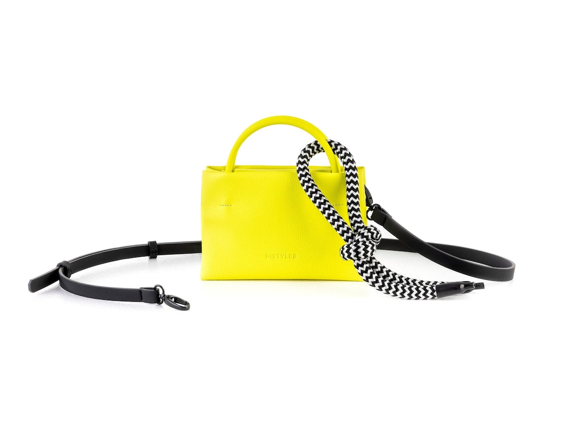 Neon Yellow Mini Purse, Vegan Leather Crossbody Bag - Etsy