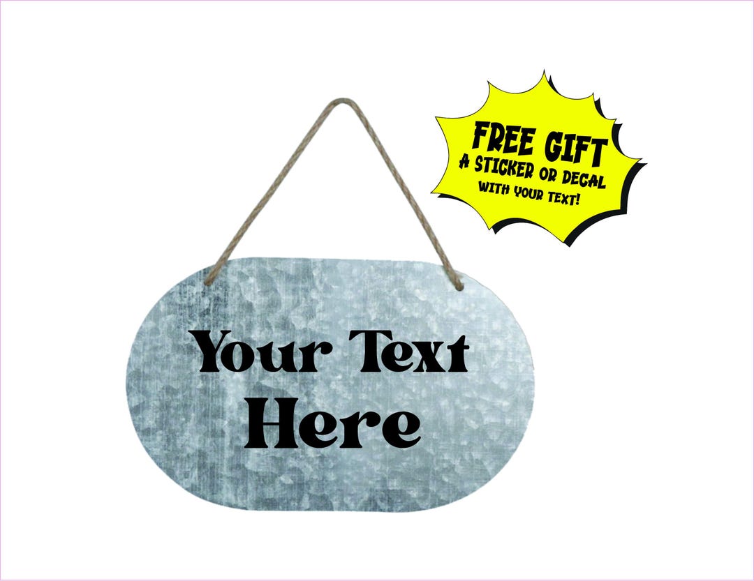 Custom Oval Sign, Galvanized Signs, Metal Hanging Sign, Oval Metal Sign ...