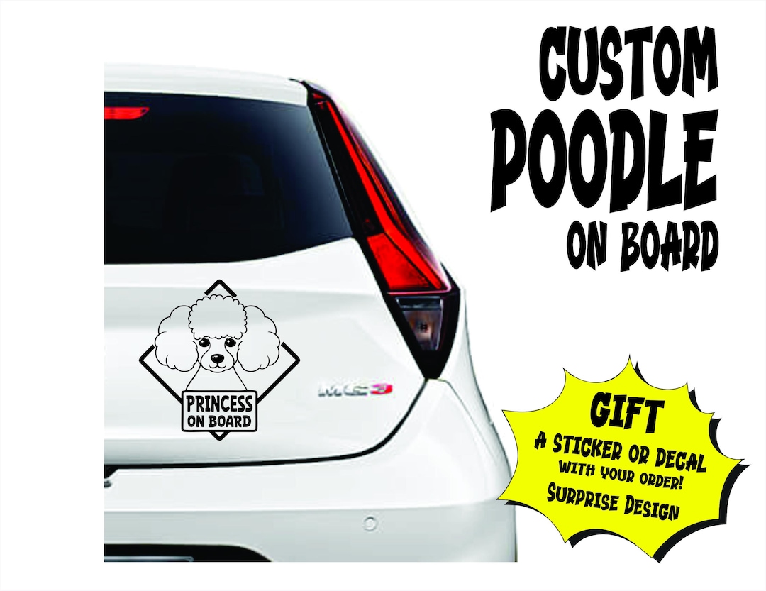 Personalized Poodle Decal, Dog on Board Decal, Poodle Sticker, Poodle ...
