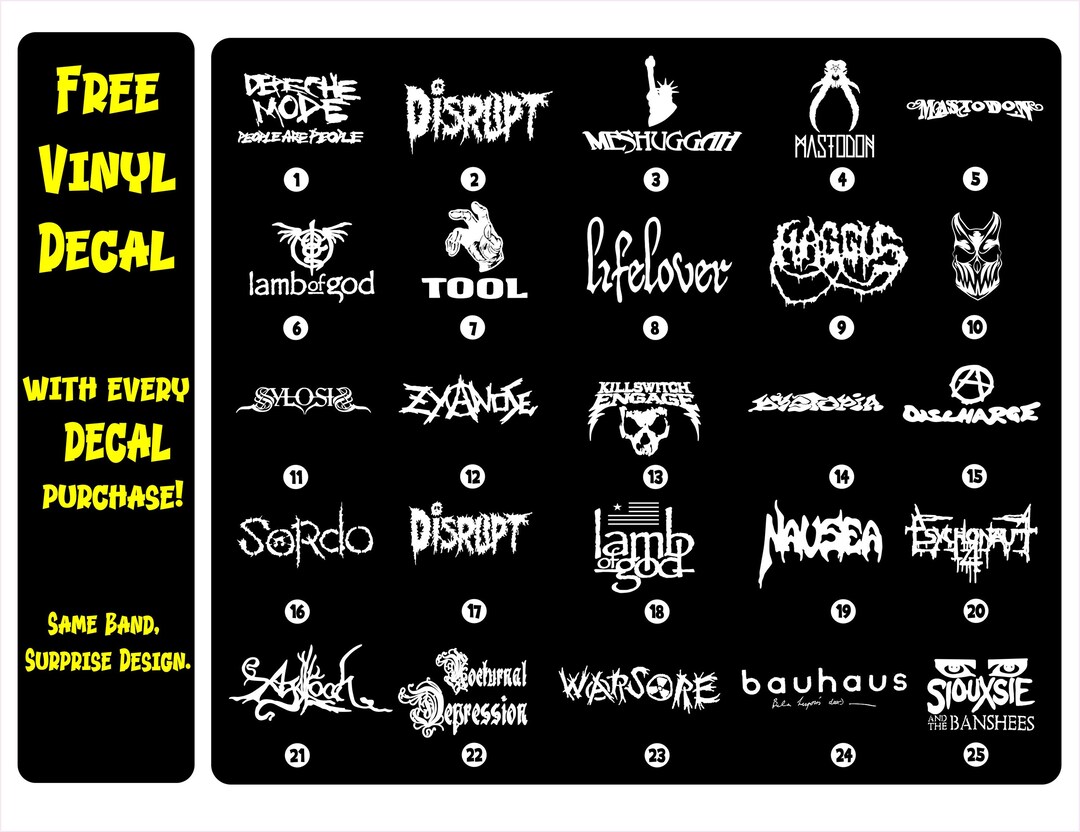 Decal for Car, Decals for Walls, Rock Decal, Band Decal, Decal Stickers ...