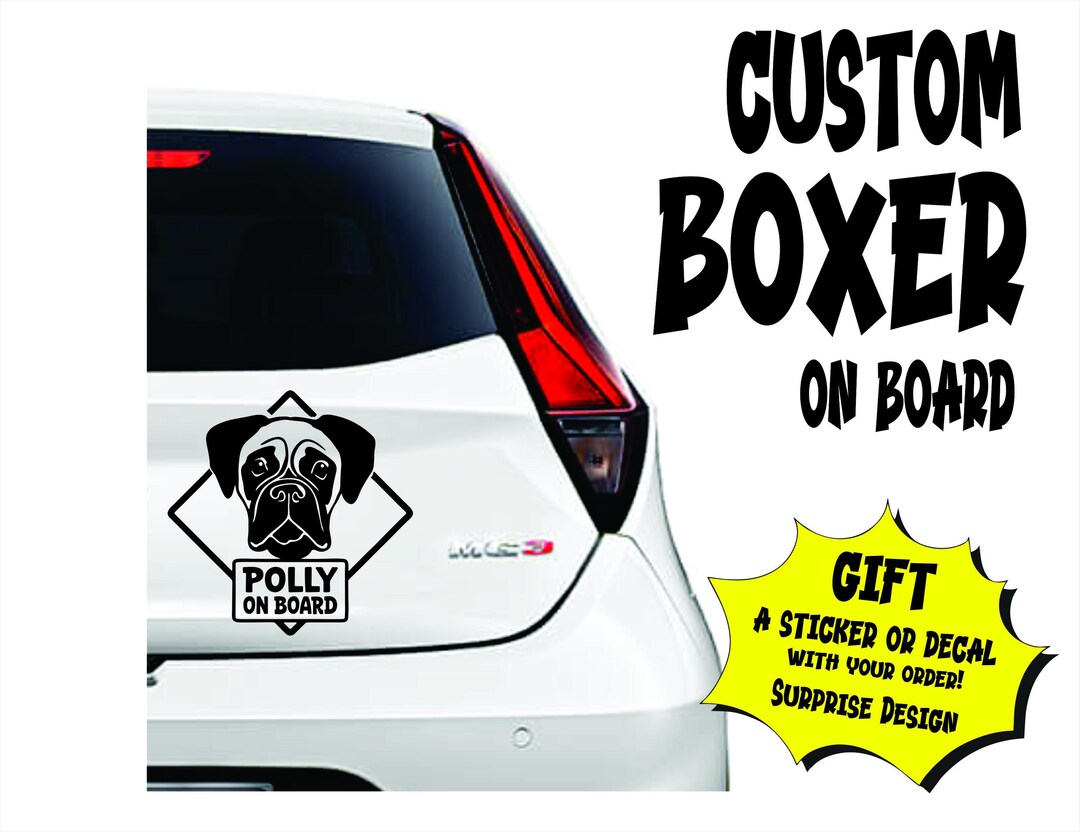 Personalized Boxer, Boxer Decal, Dog on Board Decal, Boxer Dog Decal ...