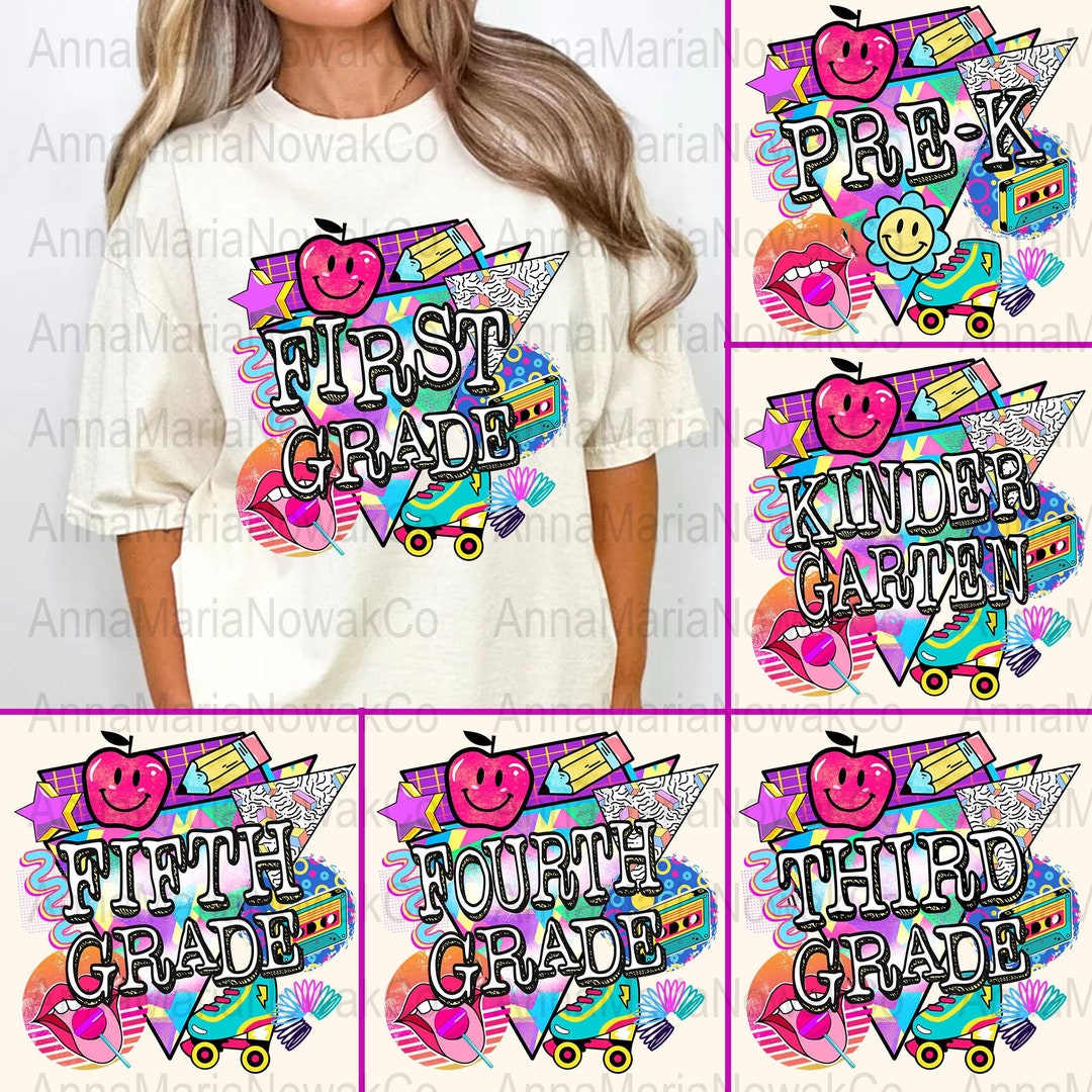 Bundle Back to School PNG, Retro First Day of Chool Png, 1st Grade Png ...