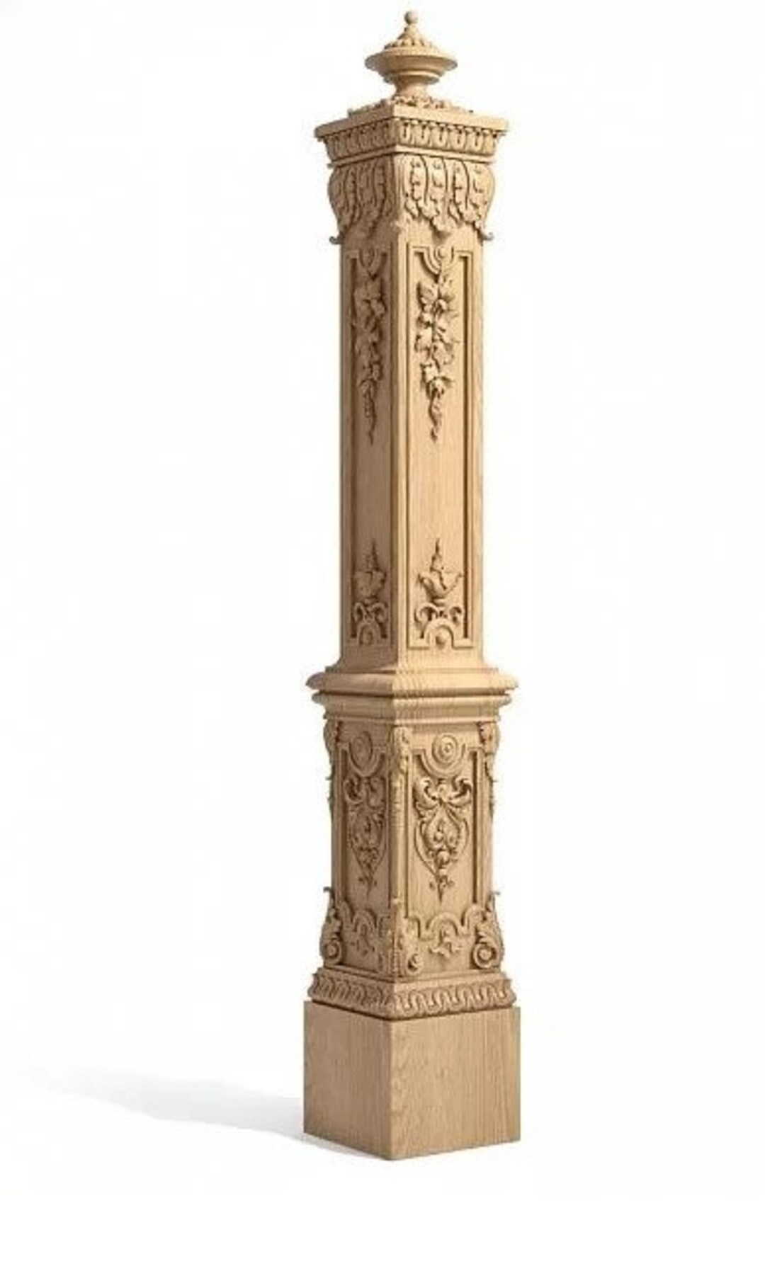 Hand Carved Decorative Wood Post, Carved Stair Newel Style Post ...